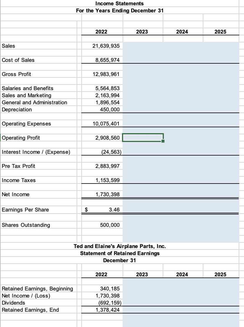 Excel Project - Financial Statement Forecasting | Chegg.com