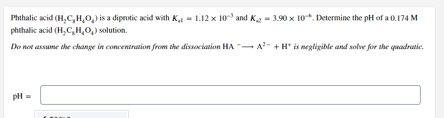 Solved Phthalic acid ( H2C8H4O4 ) is a diprotic acid with | Chegg.com