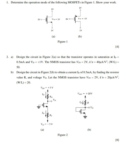 Solved 1. Determine the operation mode of the following | Chegg.com