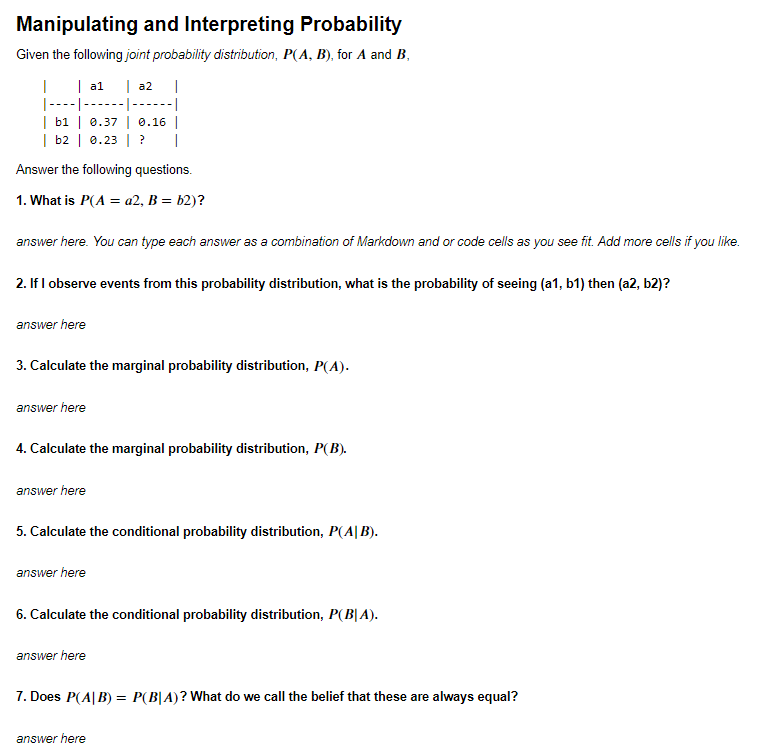 Solved Manipulating and Interpreting Probability Given the | Chegg.com