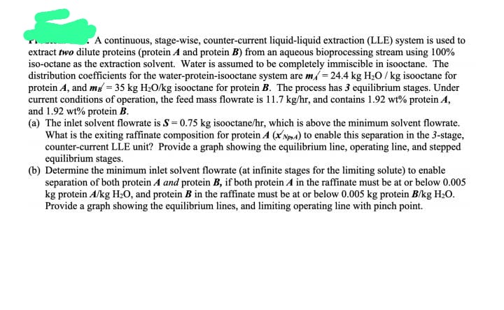 Solved A continuous, stage-wise, counter-current | Chegg.com