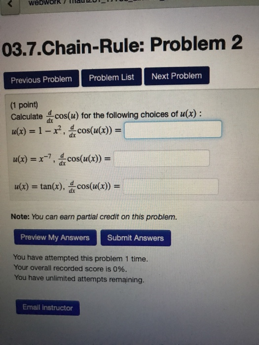 Solved 03.7.Chain-Rule: Problem 2 Previous Problem Problem | Chegg.com