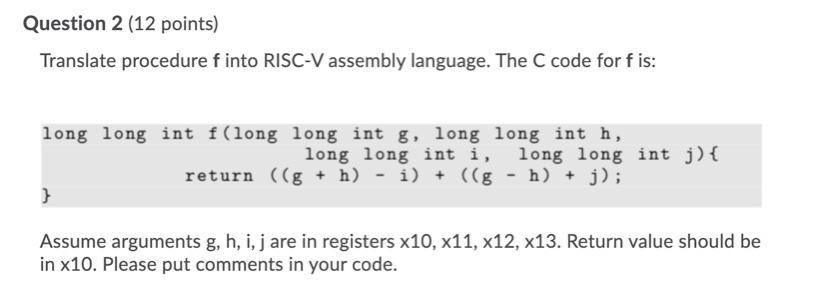 Solved Question 2 (12 points) Translate procedure finto | Chegg.com