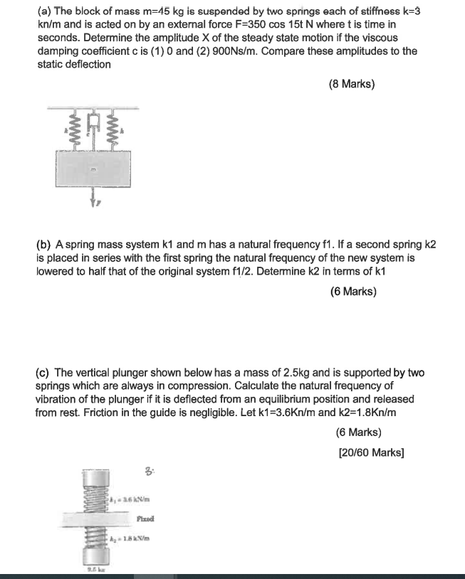 Solved Q2(a) Determine the natural frequency of the system | Chegg.com