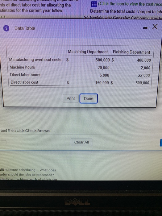 Solved Question Help The Gonzalez Company uses a job order | Chegg.com