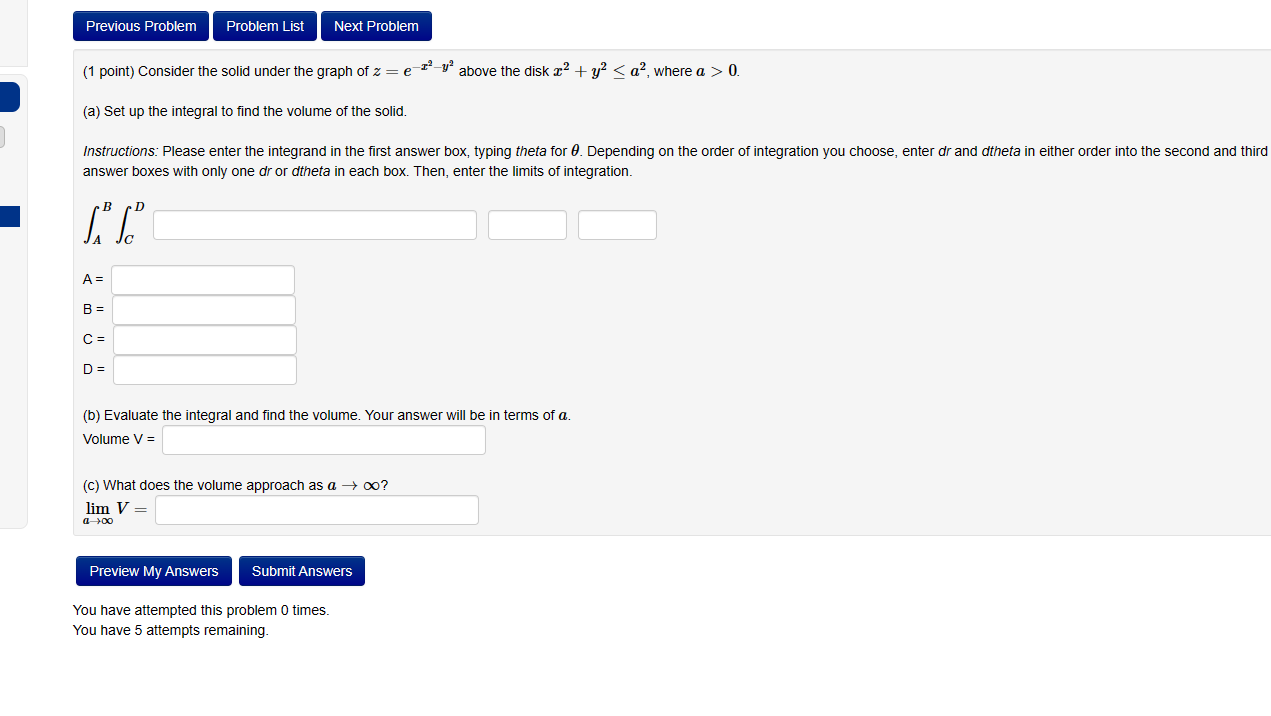 Solved (1 point) Consider the solid under the graph of | Chegg.com
