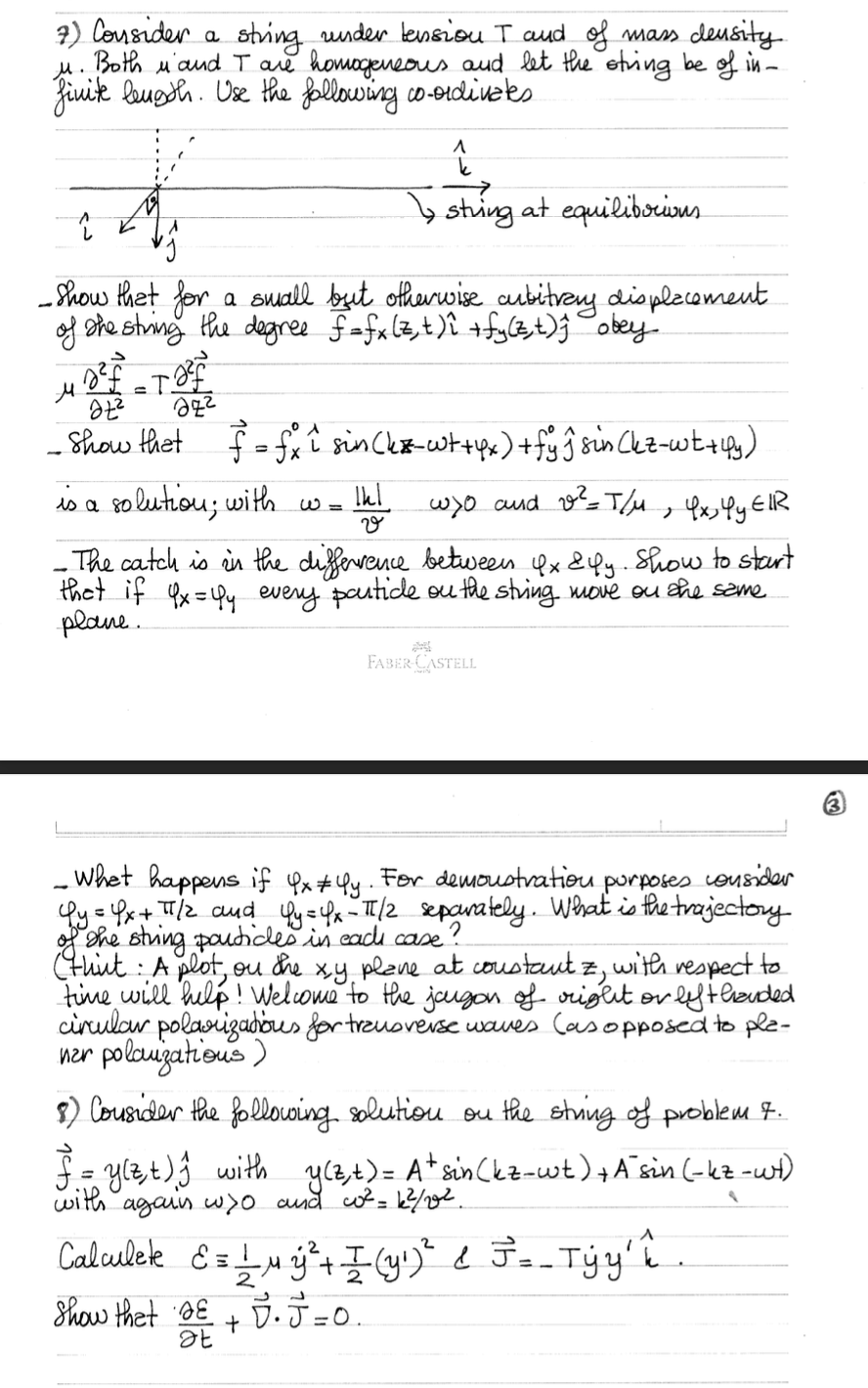 Consider a string under tension T ﻿and of ﻿mass | Chegg.com