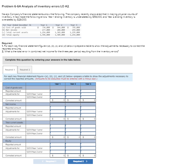 Solved Problem 6-6A Analysis of Inventory errors LO A2 | Chegg.com