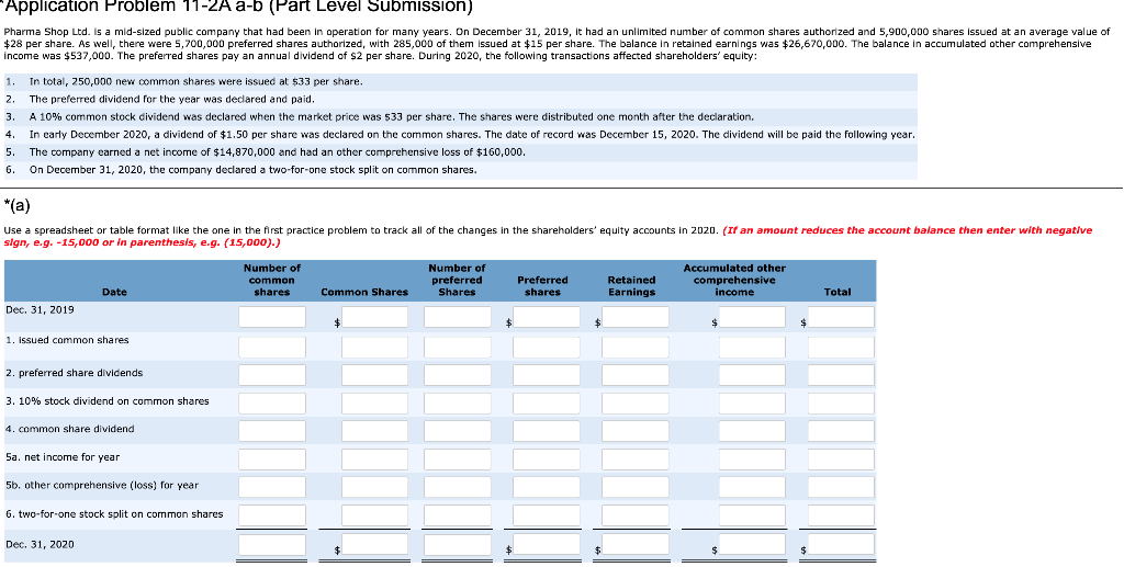 Solved Application Problem 11-2A a-b (Part Level Submission) | Chegg.com