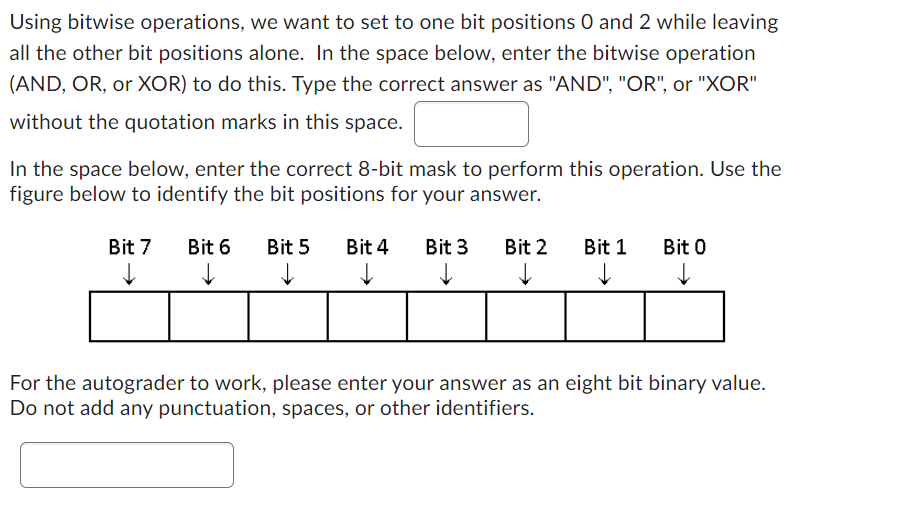 Solved Using bitwise operations, we want to set to one bit | Chegg.com