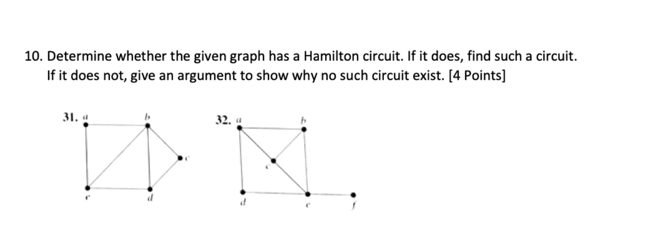 Solved 10. Determine whether the given graph has a Hamilton | Chegg.com