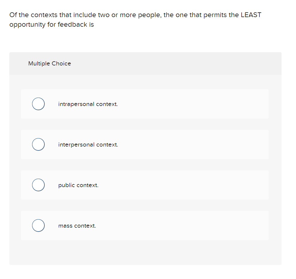 Solved Of the contexts that include two or more people, the | Chegg.com