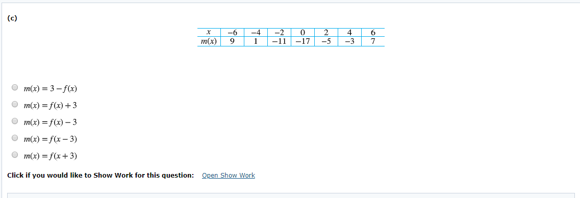 Solved Chapter 6, Section 6.2, Question 037 The table below | Chegg.com