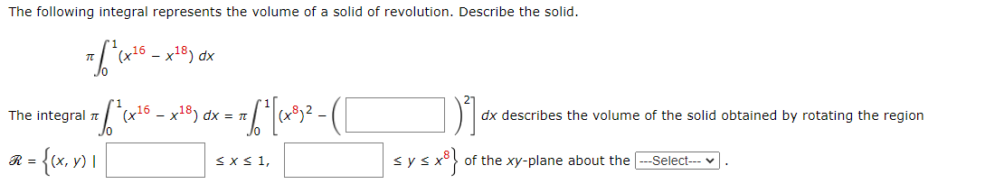 Solved The following integral represents the volume of a | Chegg.com