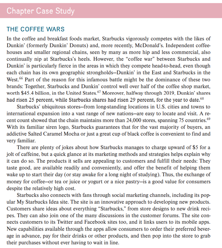 Solved In the coffee and breakfast foods market, Starbucks | Chegg.com