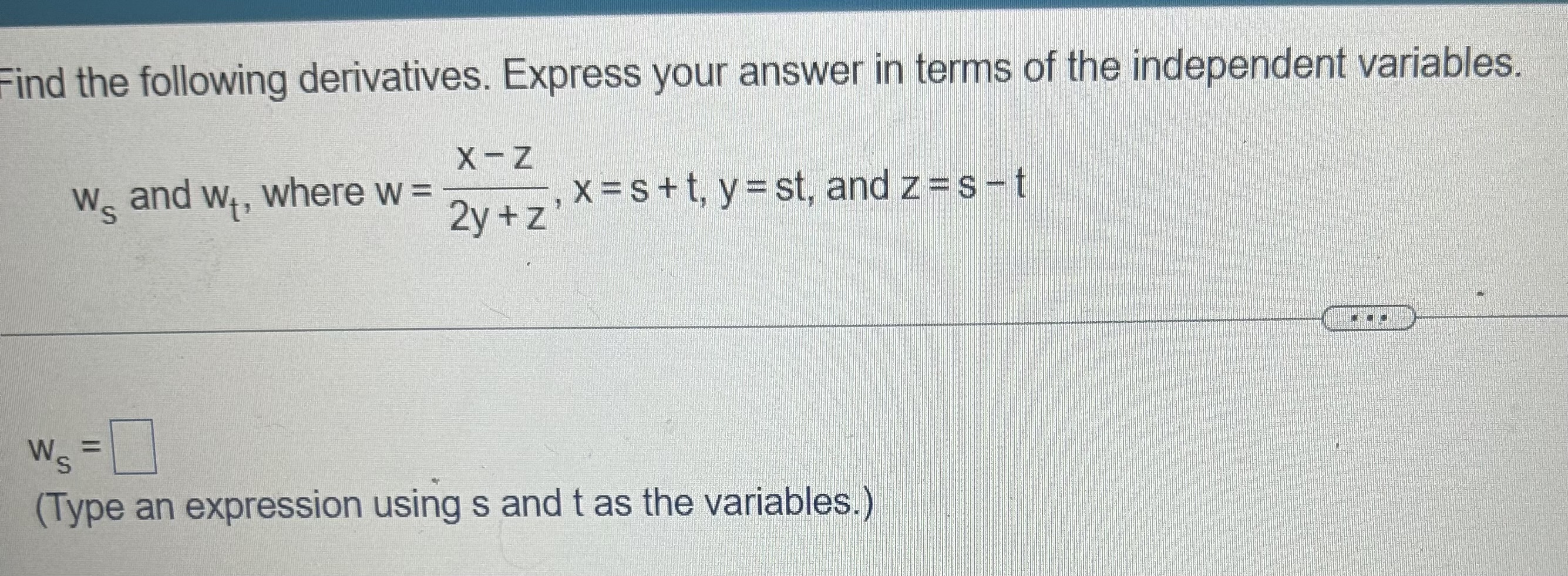 Solved Find the following derivatives. Express your answer | Chegg.com