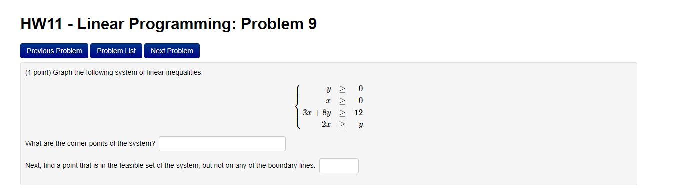 Solved HW11 - Linear Programming: Problem 9 Previous Problem | Chegg.com