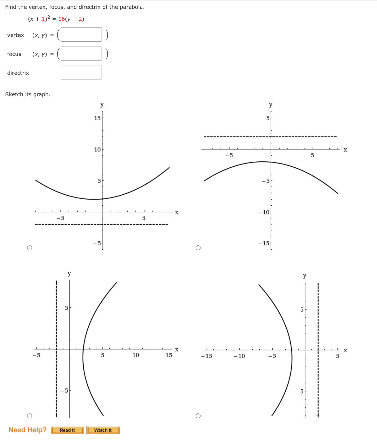 Find the vertex, focus, and directrix of ﻿the | Chegg.com