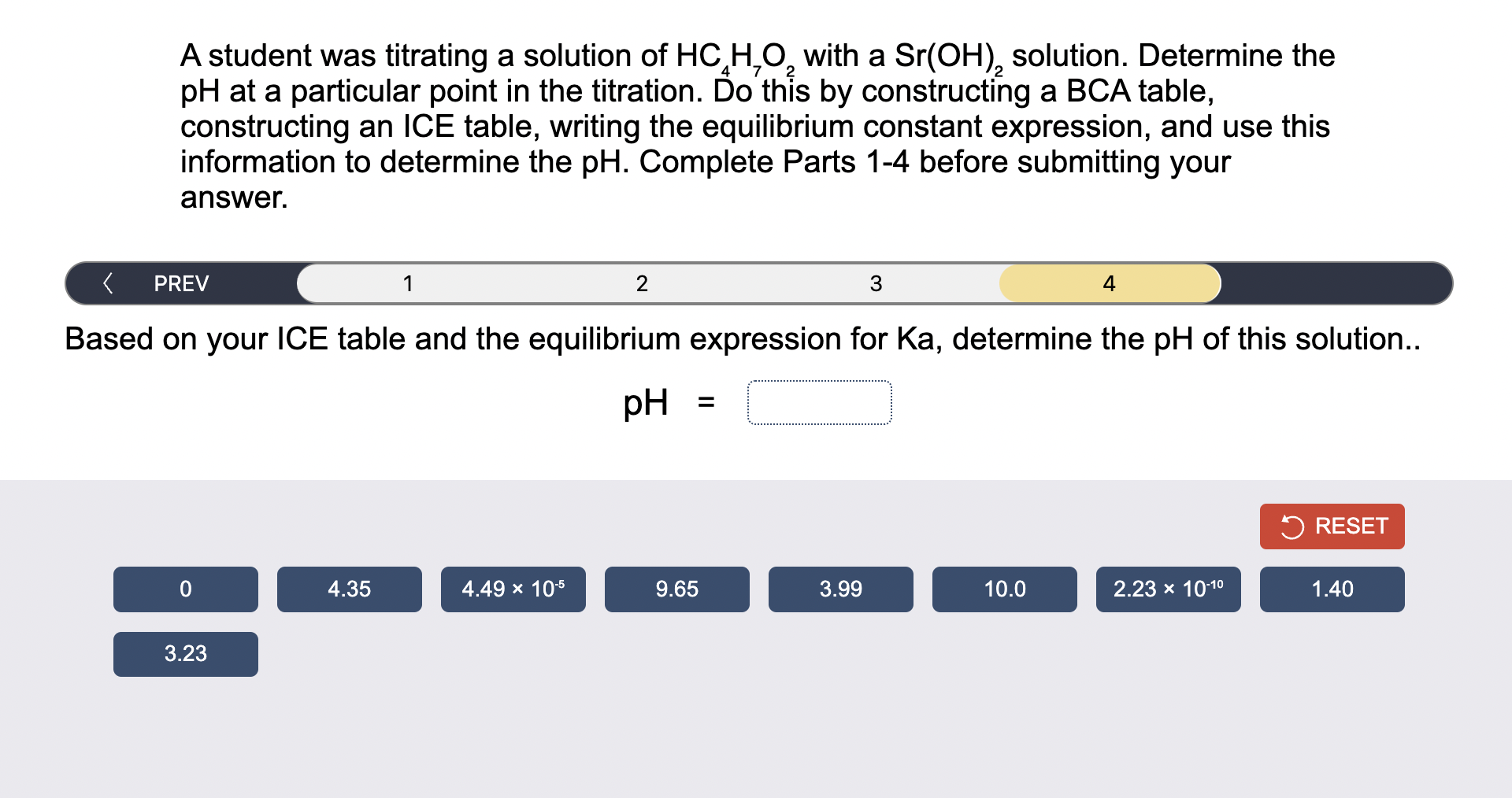 Solved A student was titrating a solution of HC4H7O2 with a | Chegg.com