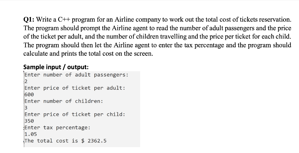 Solved Q1: Write a C++ program for an Airline company to | Chegg.com