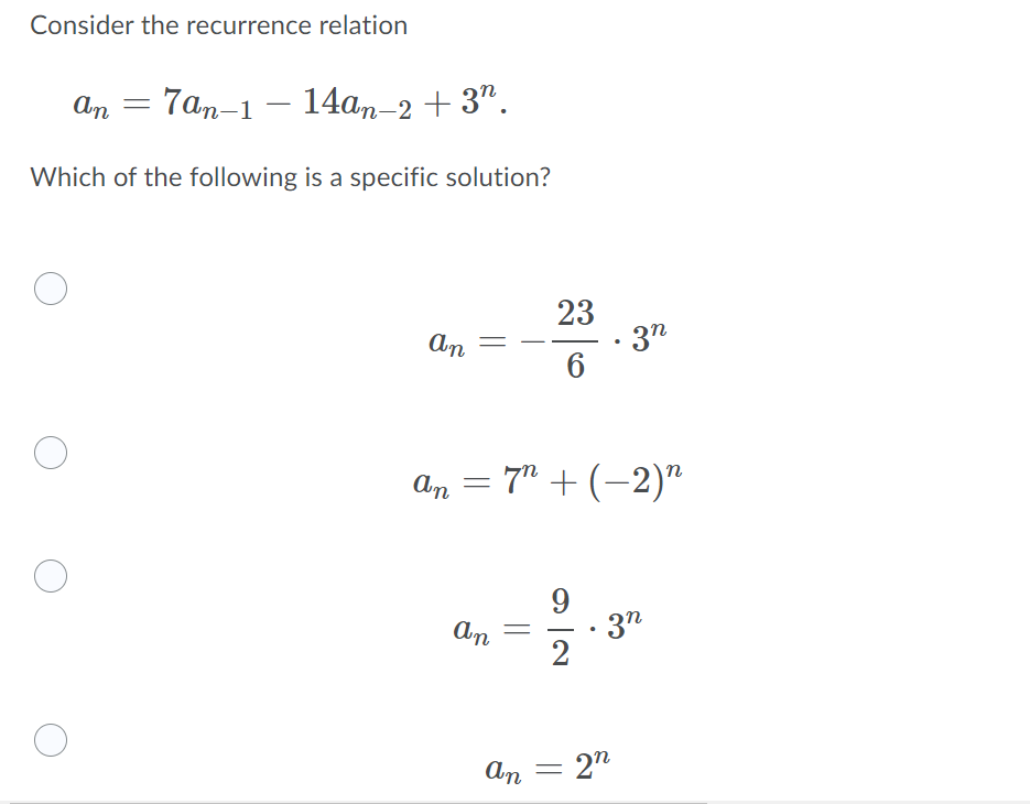 Solved Consider the recurrence relation an = 7an-1 – 14an-2 | Chegg.com