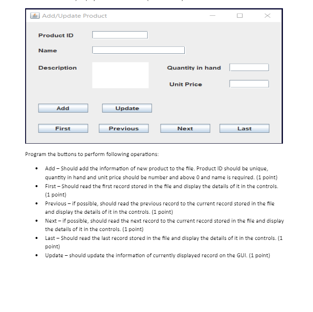 Solved Develop an application to manage the product details | Chegg.com