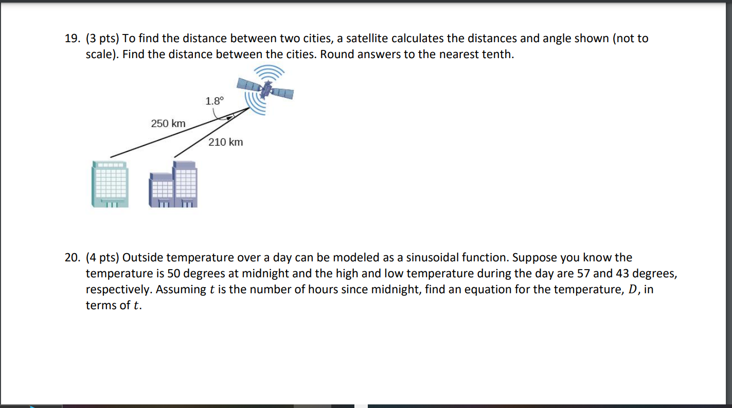 Solved 19. (3 pts) To find the distance between two cities, | Chegg.com