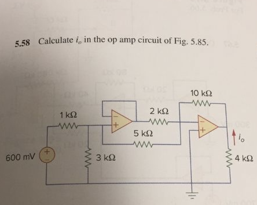 Solved 5.58 Calculate i, in the op amp circuit of Fig. 5.85. | Chegg.com