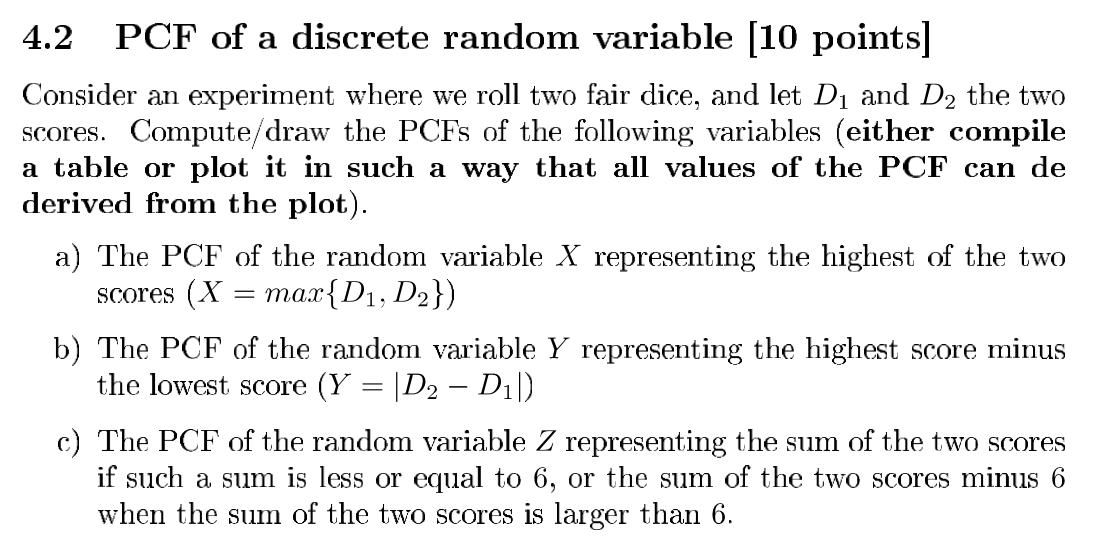 4.2 PCF of a discrete random variable (10 points] | Chegg.com