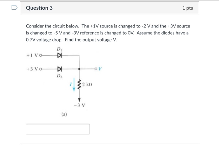 Solved D Question 3 1 pts Consider the circuit below. The | Chegg.com
