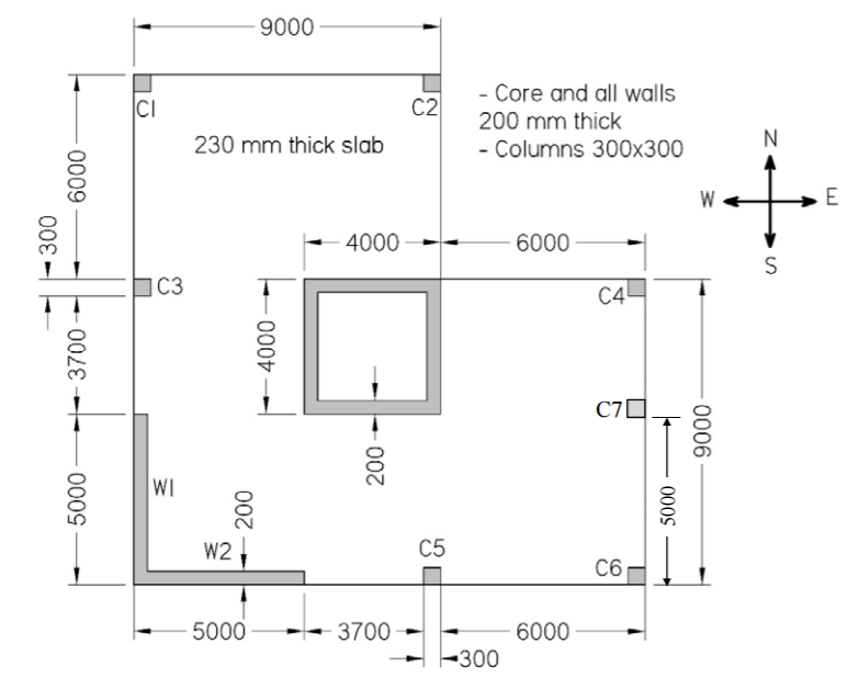 9000 CI C2 - Core and all walls 200 mm thick - | Chegg.com