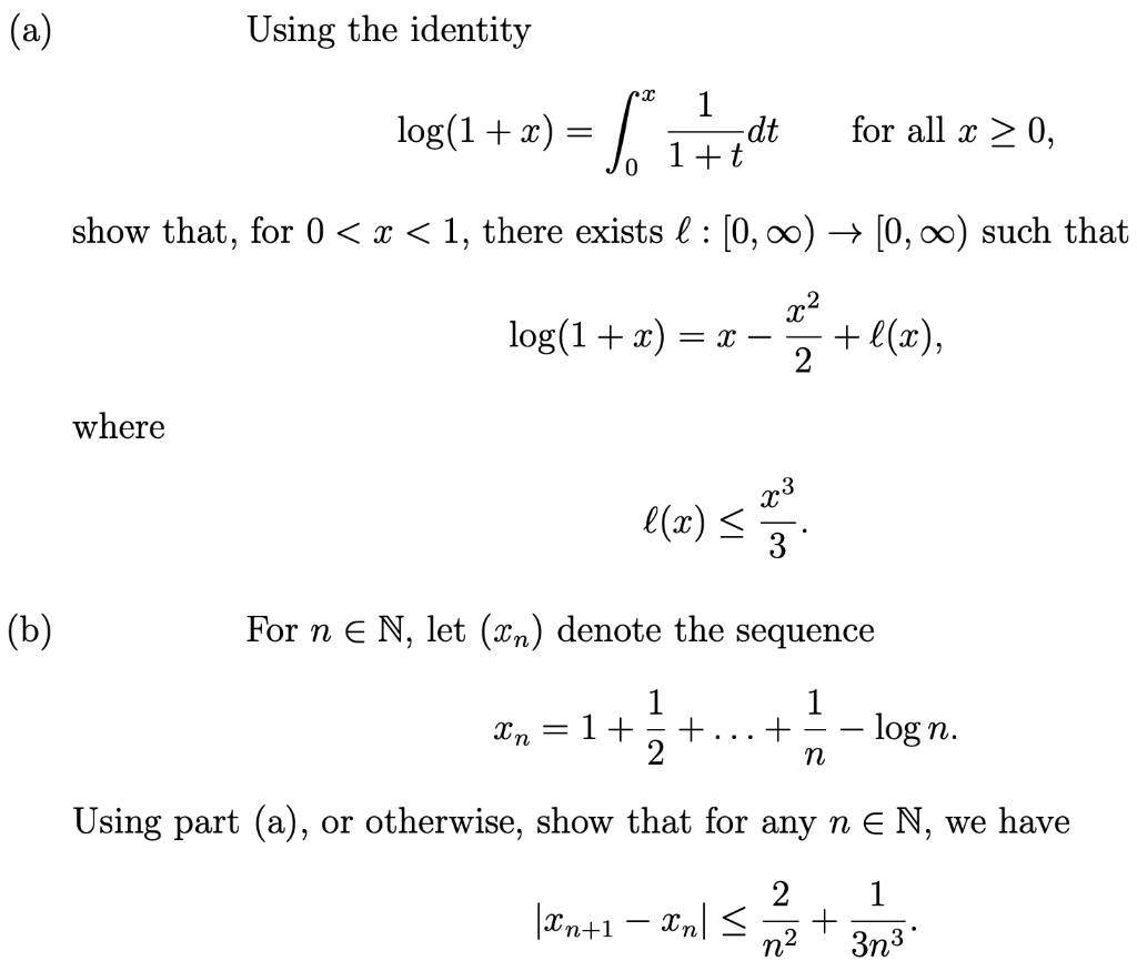 Solved (a) Using the identity log(1 + x) = { 1 -dt +t for | Chegg.com
