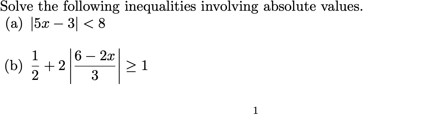 Solved Solve the following inequalities involving absolute | Chegg.com