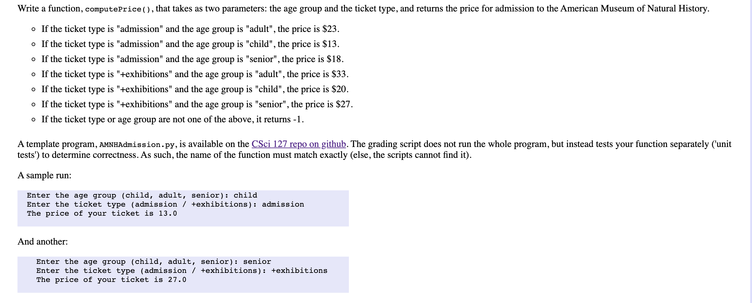 Solved Write a function, computePrice ( ), that takes as two | Chegg.com