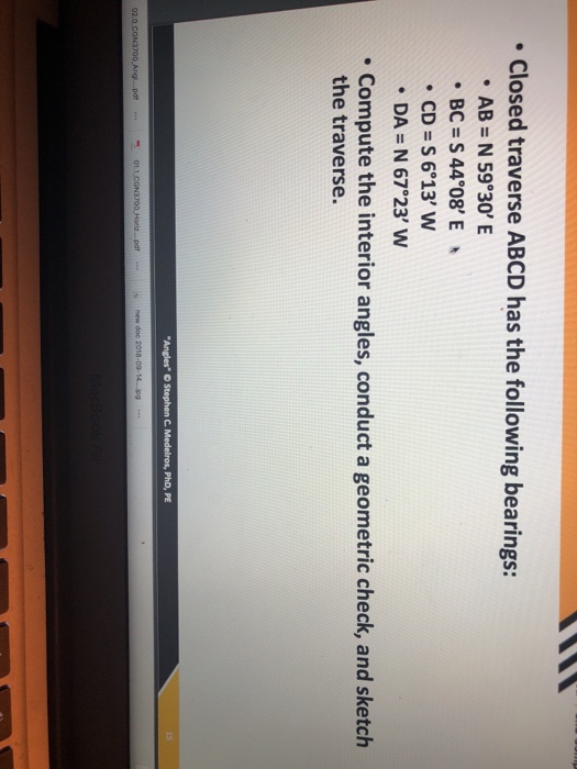 Solved Closed traverse ABCD has the following bearings: AB N | Chegg.com