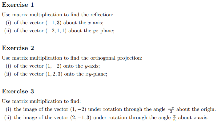 Solved Exercise 1 Use matrix multiplication to find the | Chegg.com