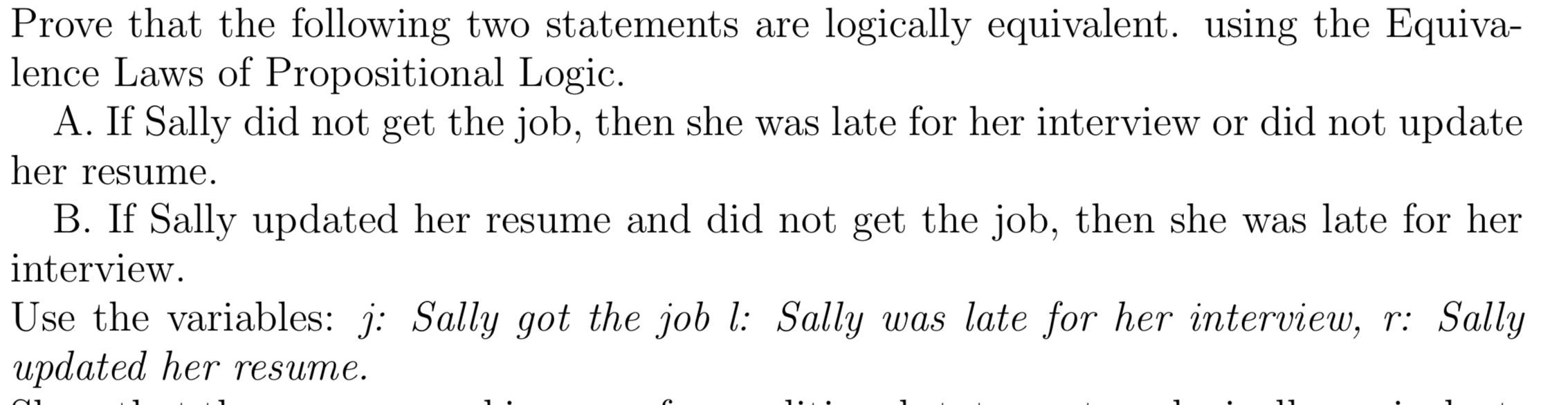 Solved Prove that the following two statements are logically | Chegg.com