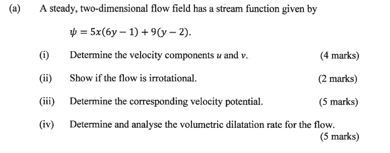 Solved (a) A steady, two-dimensional flow field has a stream | Chegg.com