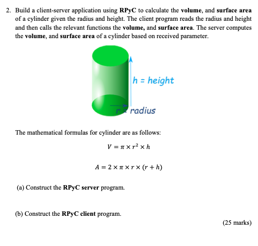 Solved 2. Build a client-server application using RPyC to | Chegg.com