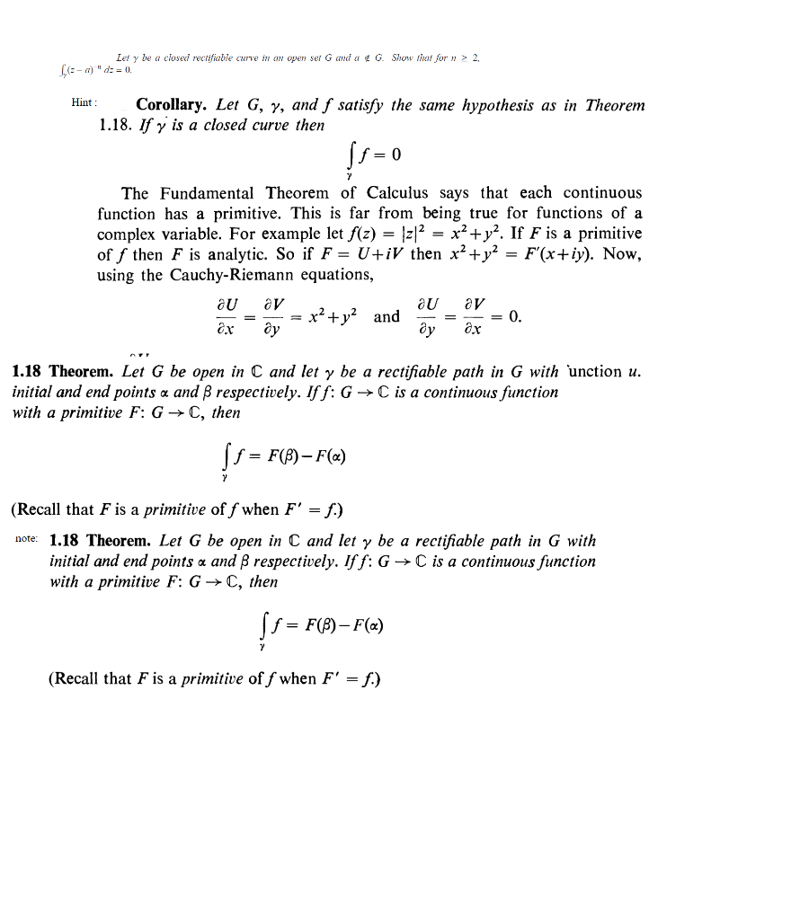 Solved Let y be a closed rectifiable curve in an open ser G | Chegg.com