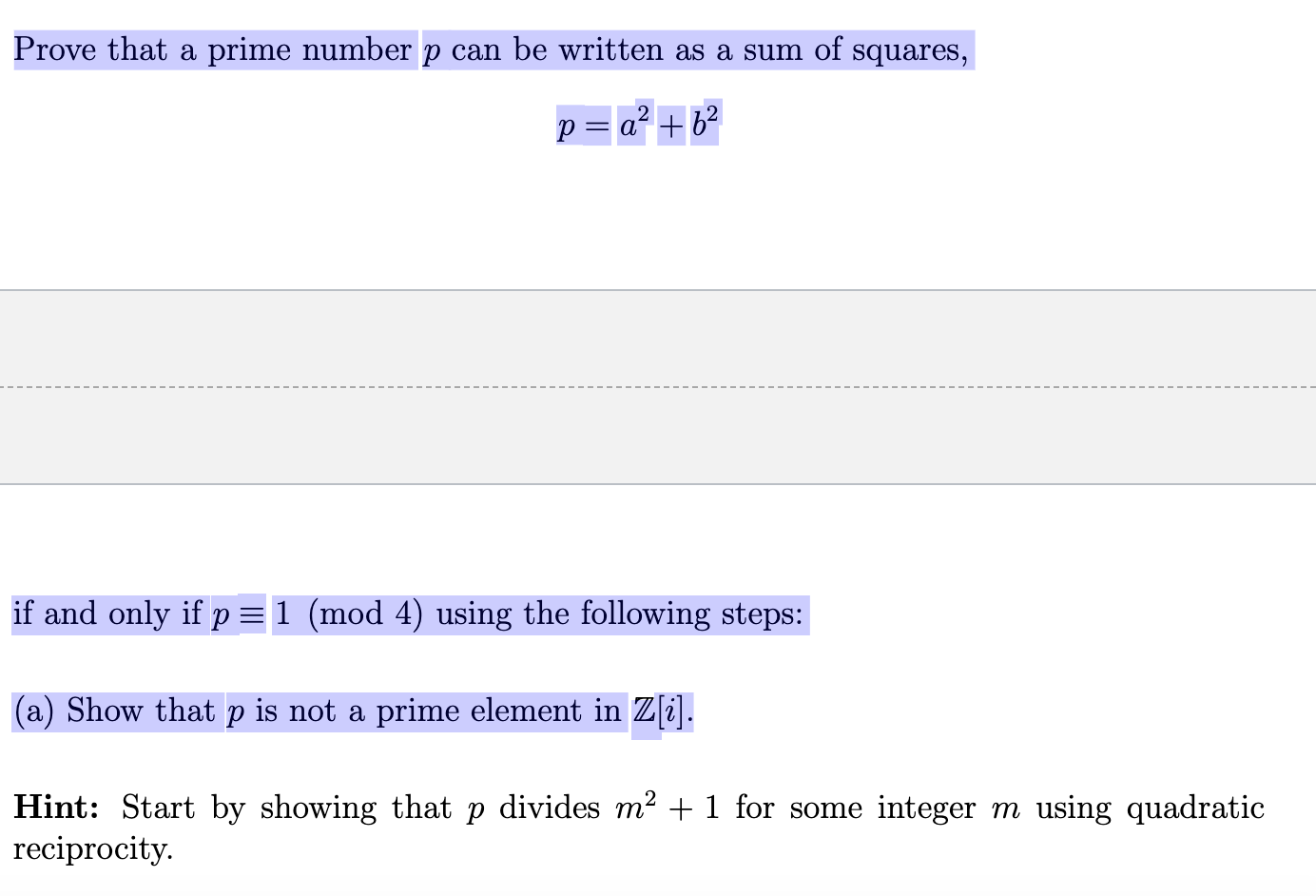 Solved Prove that a prime number p can be written as a sum | Chegg.com