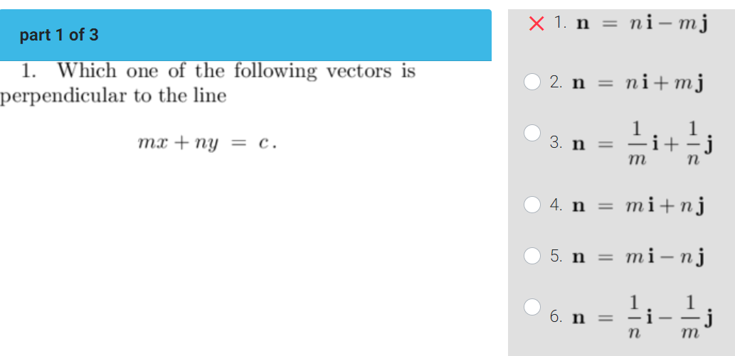 Solved 1. Which one of the following vectors is | Chegg.com