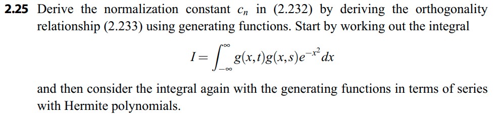 Solved 2 25 derive The Normalization Constant Cn in