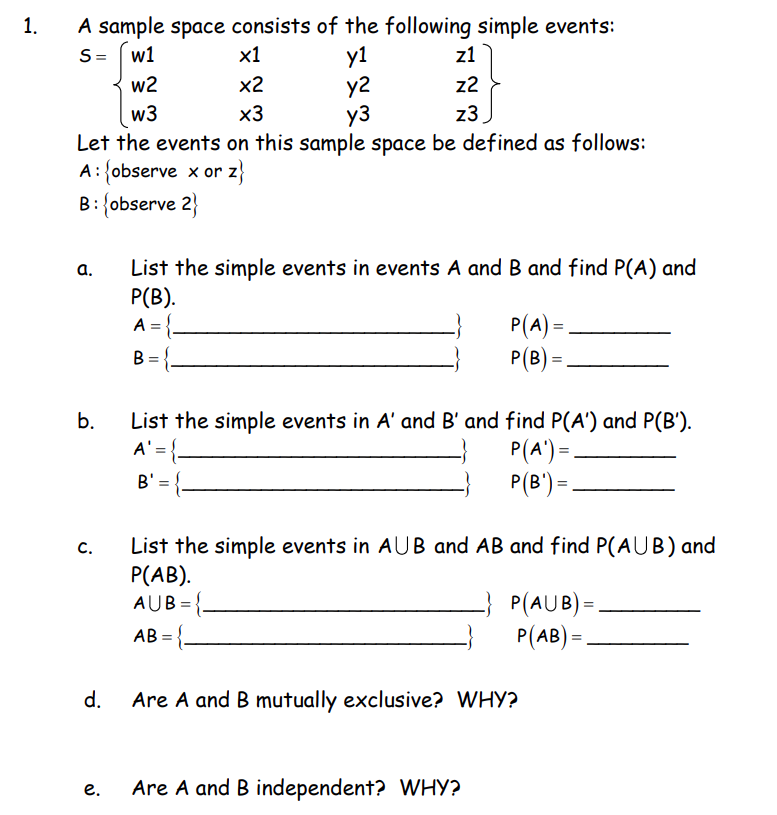 Solved A sample space consists of the following simple | Chegg.com
