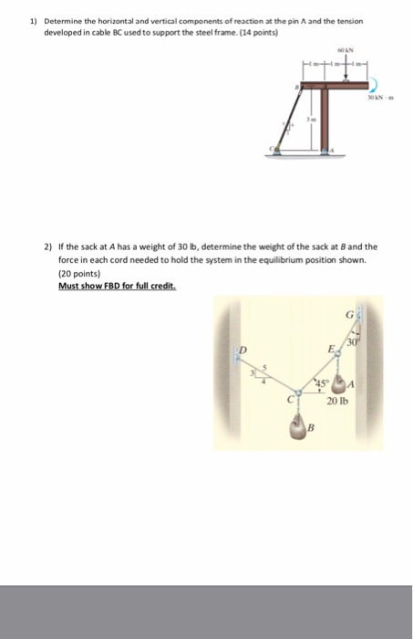 Solved 1) Determine the horizontal and vertical components | Chegg.com