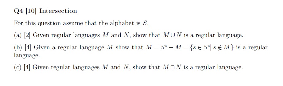 Solved Q4 [10] Intersection For this question assume that | Chegg.com