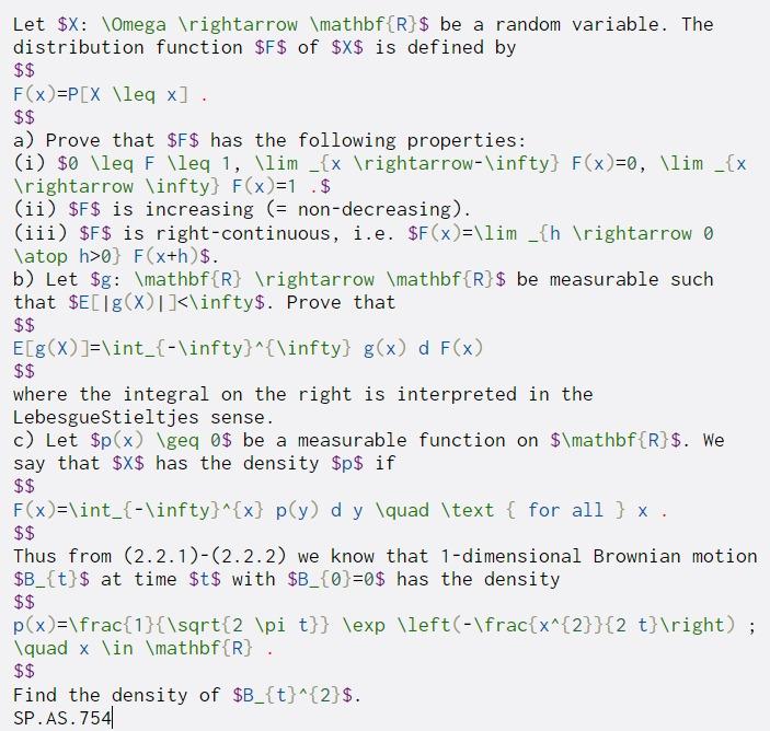 Solved Let $x: \Omega \rightarrow \mathbf{R}$ be a random | Chegg.com