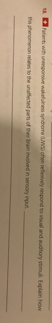 Solved 18. Patients with unresponsive wakefulness syndrome | Chegg.com