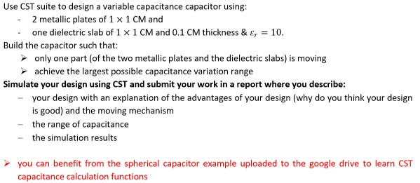 Use CST suite to design a variable capacitance | Chegg.com