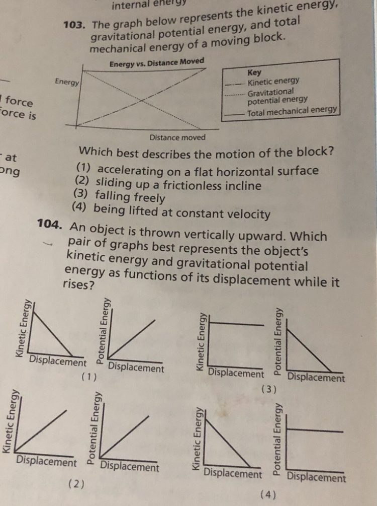 Solved 103. The graph below represents the kinetic energy, | Chegg.com